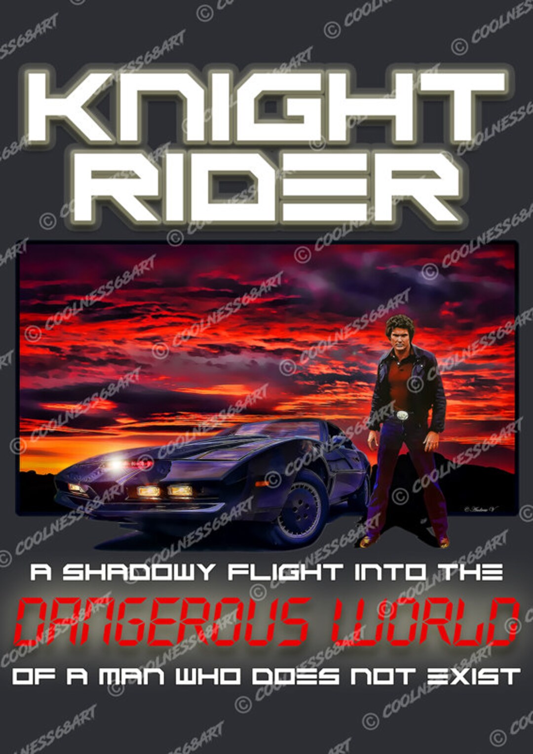 Knight Rider Font Style Original Art Print - Etsy