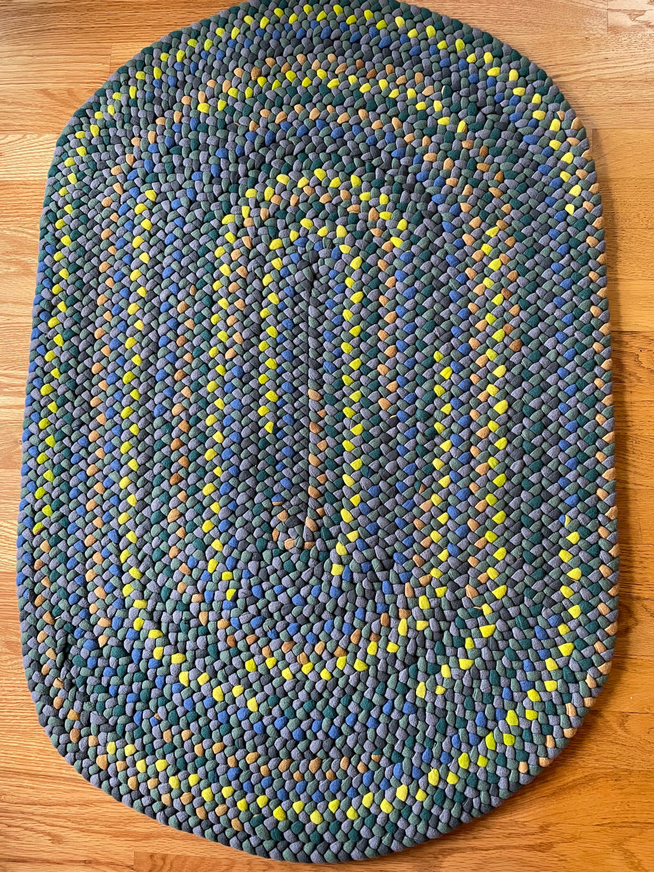 Teal and Blue Braided Rug - Etsy
