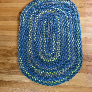 Teal and Blue Braided Rug - Etsy