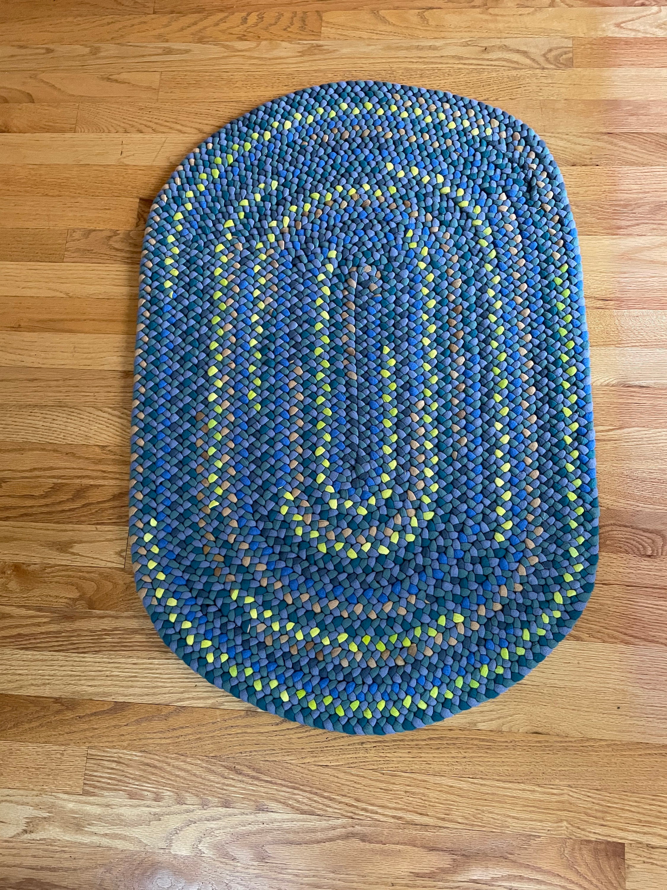 Teal and Blue Braided Rug - Etsy