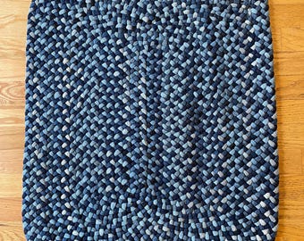 Blue Jean Denim Braided Rug - Etsy
