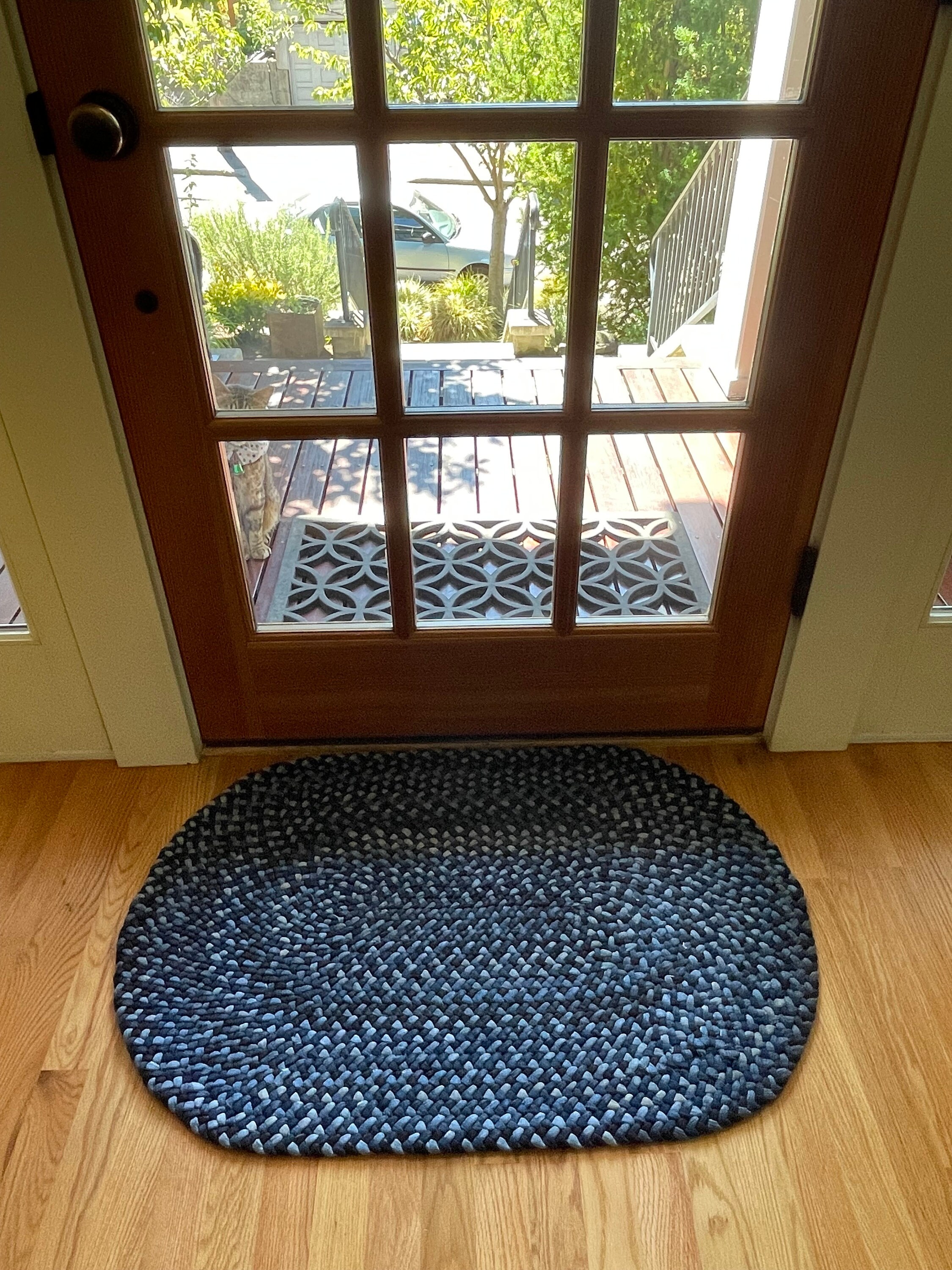 Blue Jean Denim Braided Rug - Etsy
