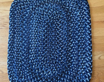 Recycled Denim Blue Hand Woven Cotton Boho Rug, Washable Rug..customize ...