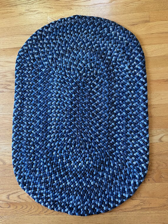 Blue Jean Denim Braided Rug | Etsy