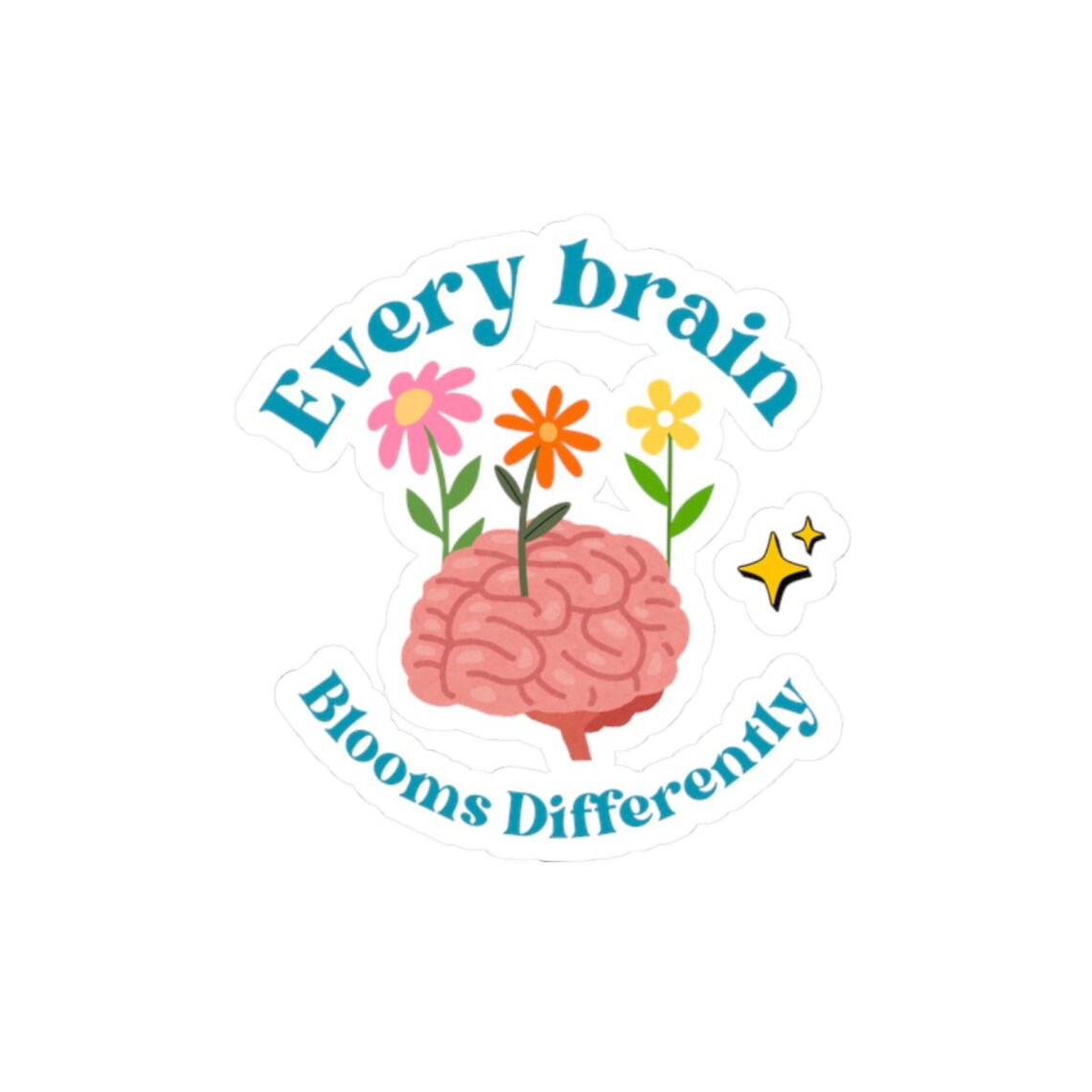Neurodiverse Brain-themed Kiss-cut Stickers, Every Brain Blooms ...