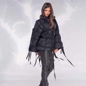 Black Puffer Jacket, Oversized Jacket, Deconstructed Clothing ...