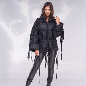 Black Puffer Jacket, Oversized Jacket, Deconstructed Clothing ...