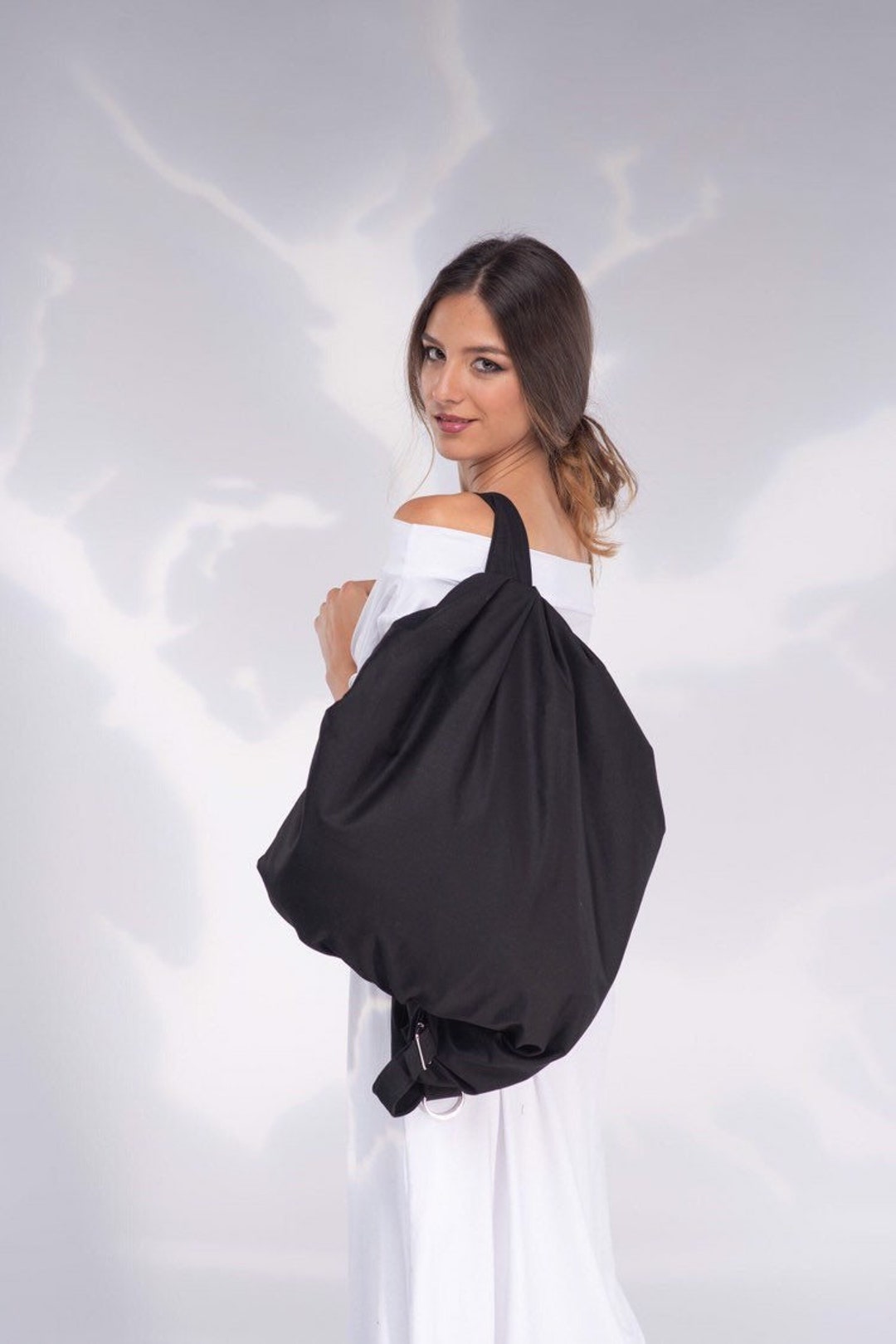 Leather Backpack, Black Backpack, Round Backpack, Wool Backpack, Travel ...