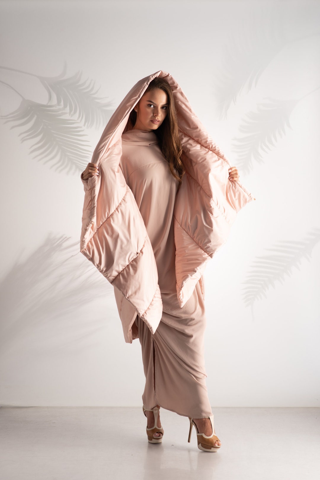 Pastel Pink Jacket, Hooded Jacket, Winter Puffer Coat, Avant Garde Coat ...