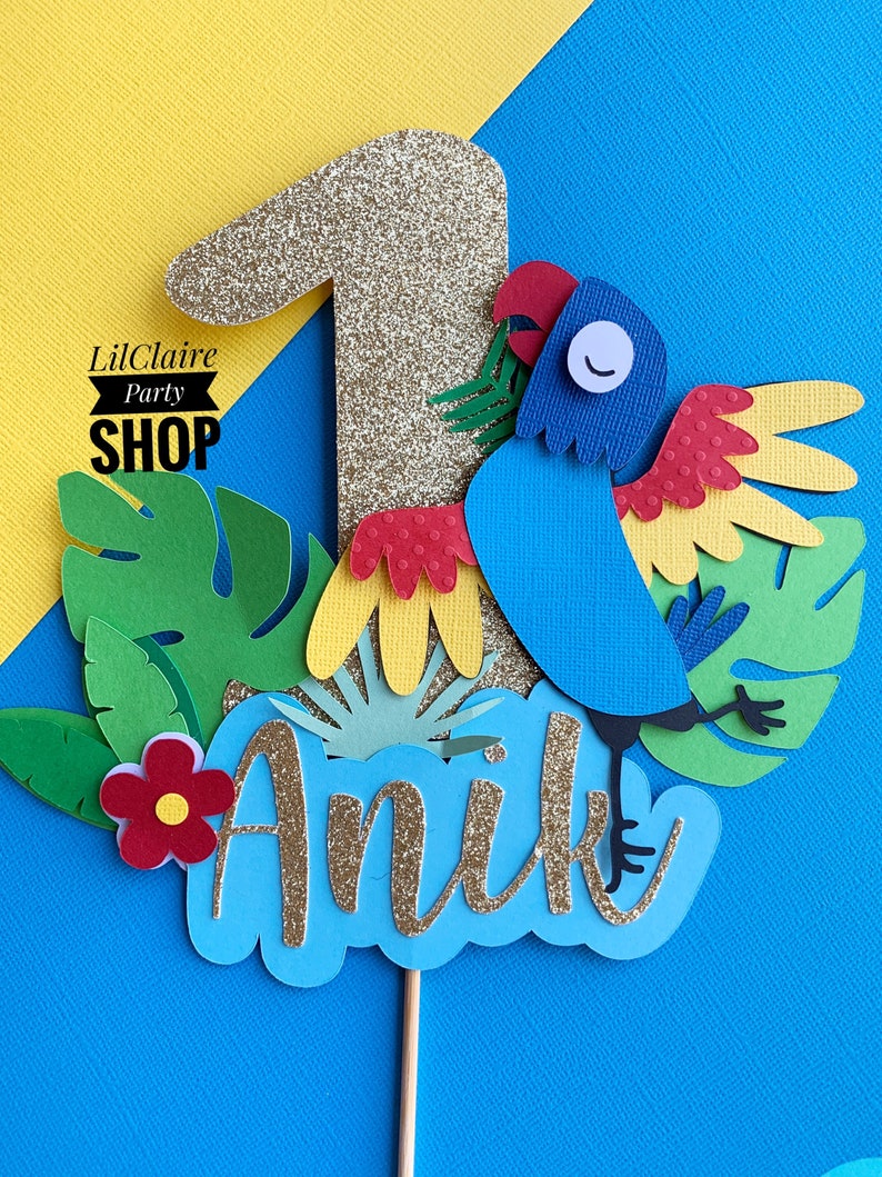 Parrot Cake Topper, Tropical Birthday Party Decoration - Etsy