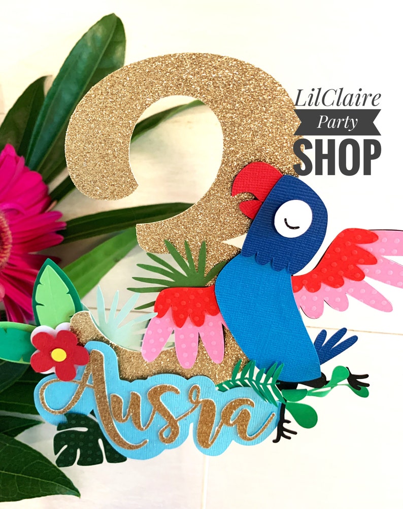 Parrot Cake Topper, Tropical Birthday Party Decoration - Etsy