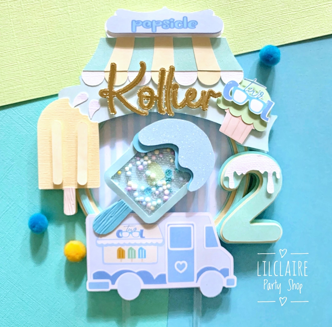 Popsicle Truck Cake Topper, Two Cool 2nd Birthday - Etsy
