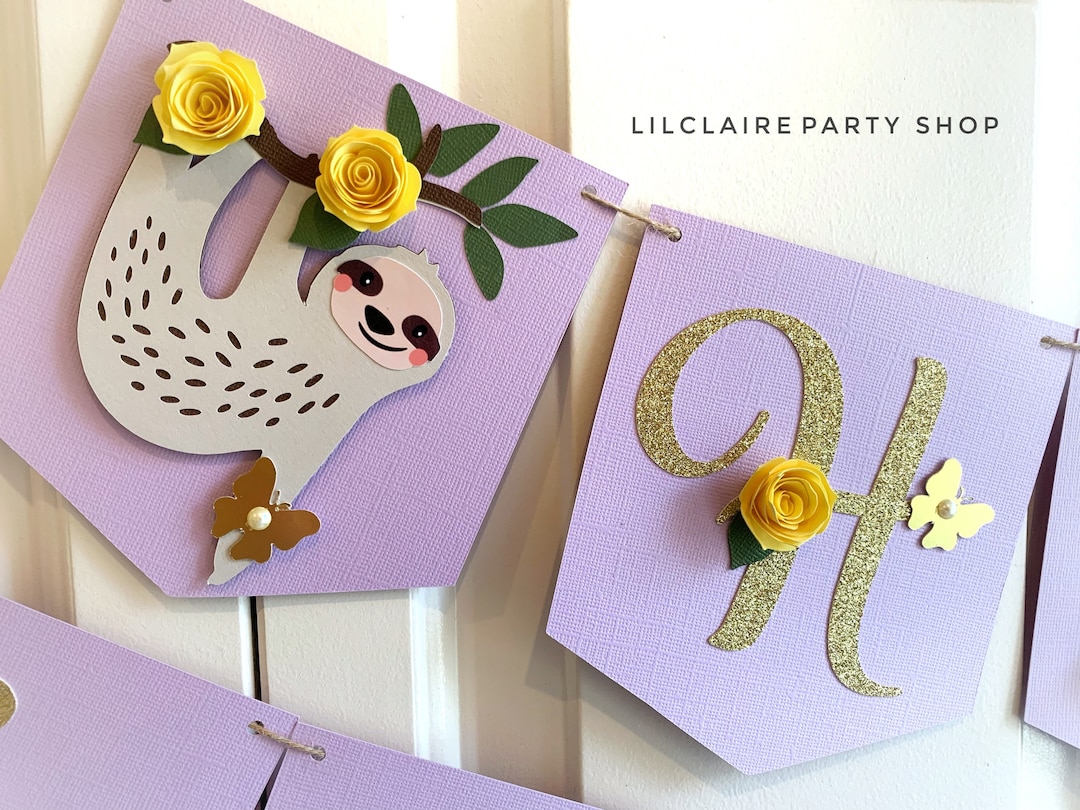 Sloth Birthday Banner, Sloth Name Banner, Sloth Theme Baby Shower ...