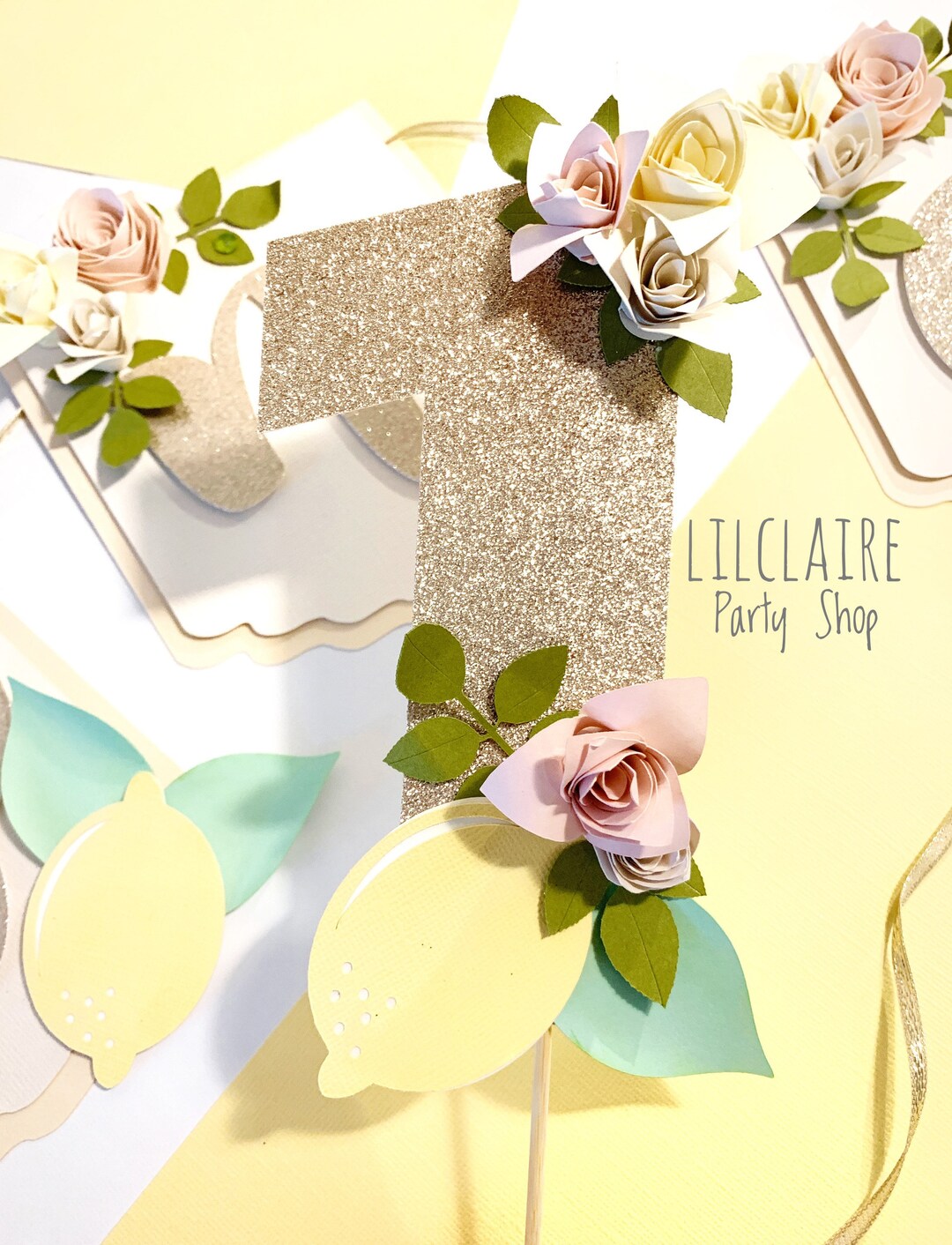 One Lemon Cake Topper, Boho Lemon Birthday Theme, Lemonade Party - Etsy