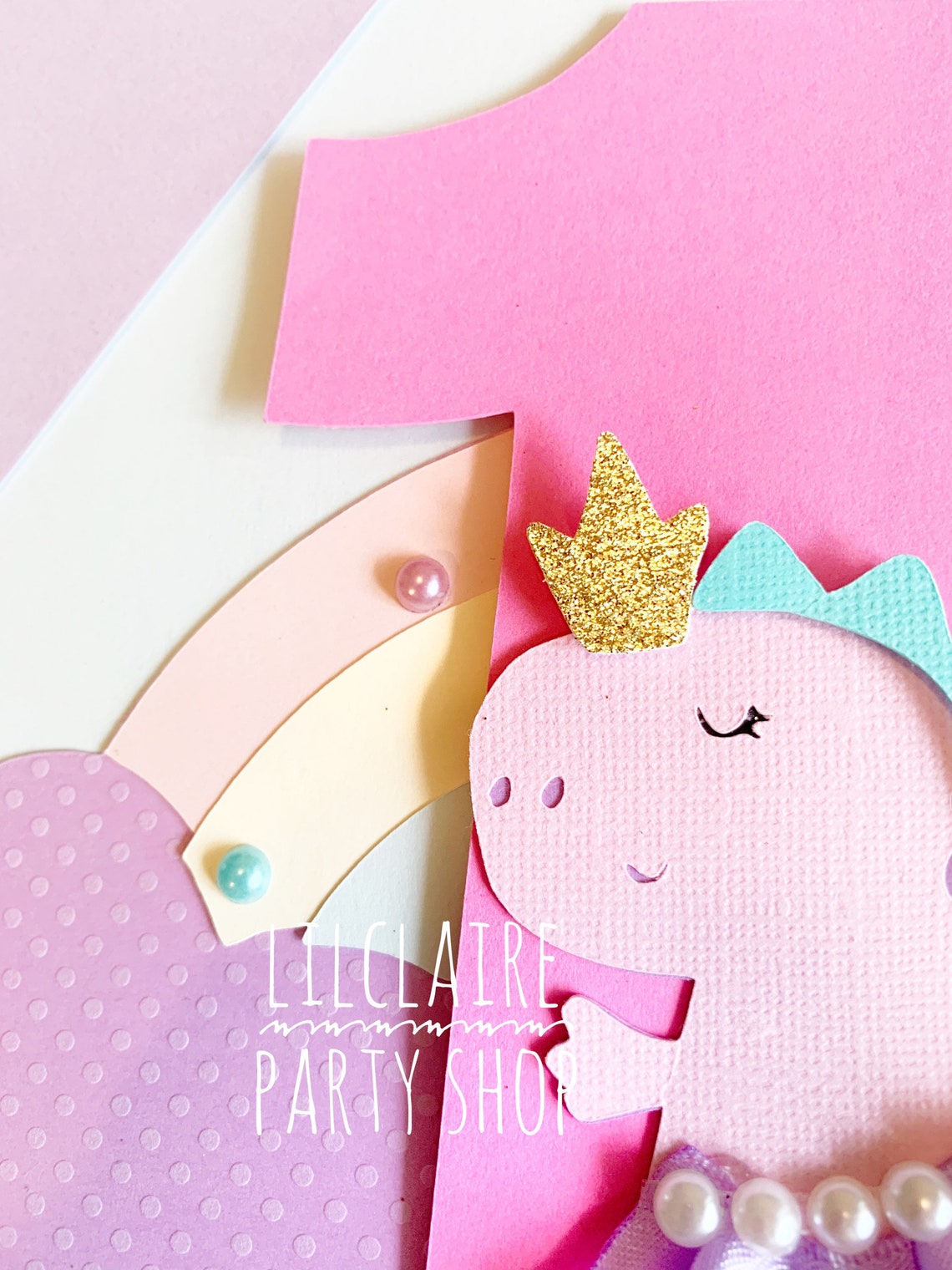 Princess Dinosaur Cake Topper Girl Dinosaur Birthday Pink - Etsy