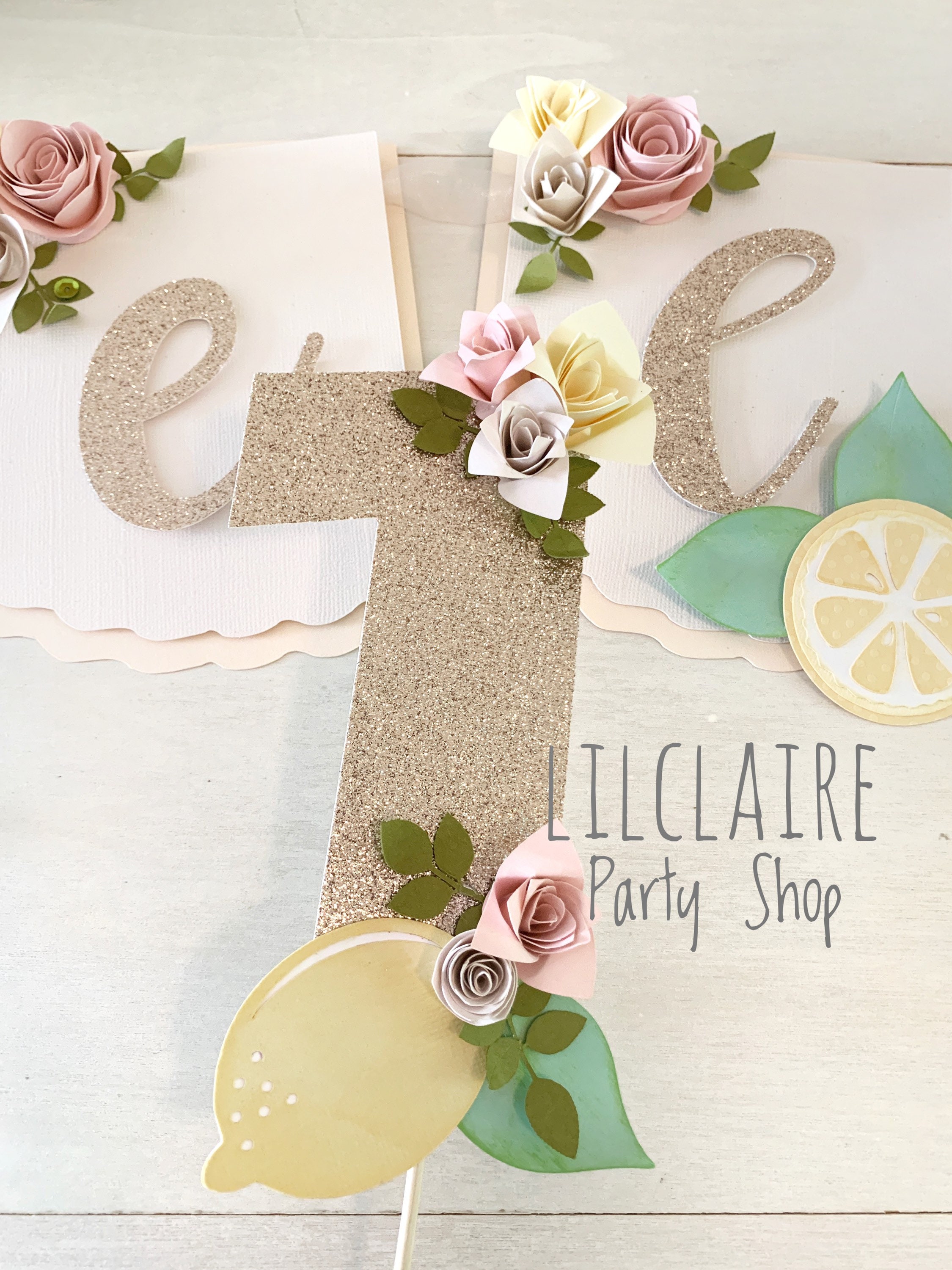 One Lemon Cake Topper Boho Lemon Birthday Theme Lemonade - Etsy