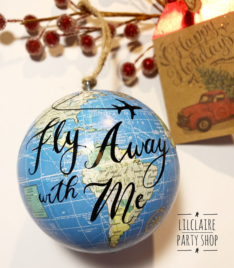 World Globe Map Ornament, Travel Inspired Christmas Ornament, Teacher ...