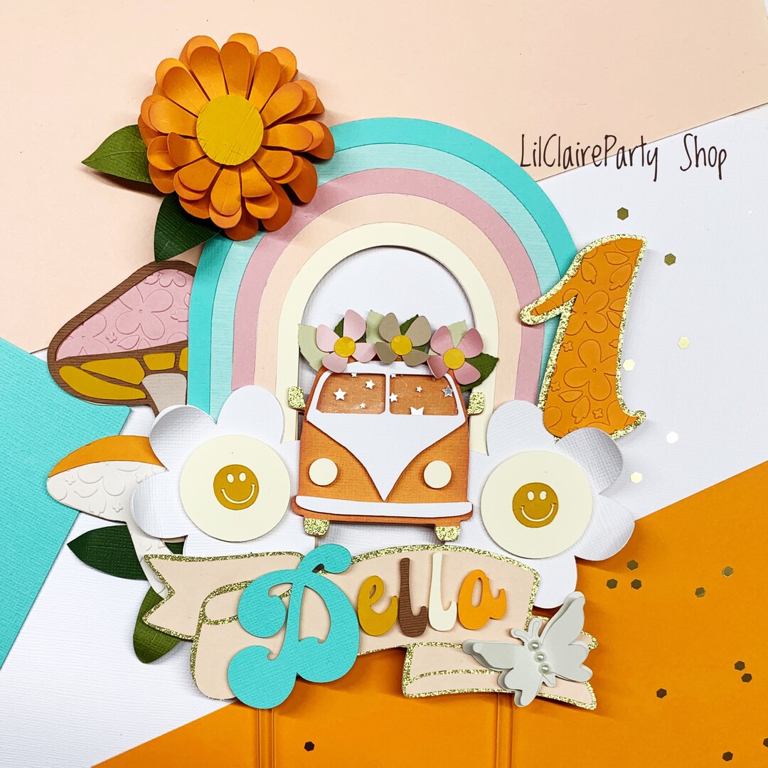 Groovy Cake Topper, Groovy One, Groovy Birthday, Hippy Party Decoration ...