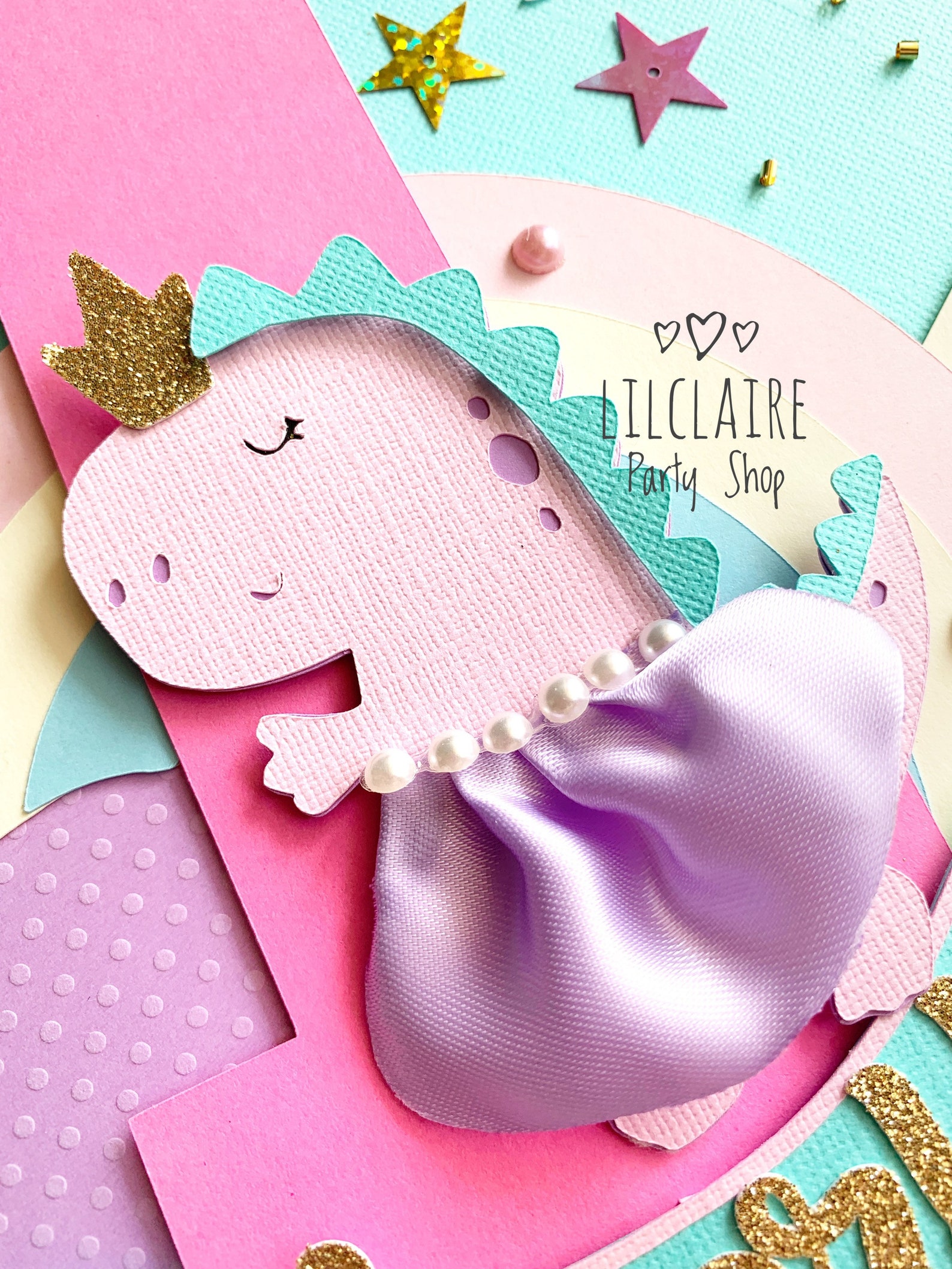 Princess Dinosaur Cake Topper Girl Dinosaur Birthday Pink - Etsy