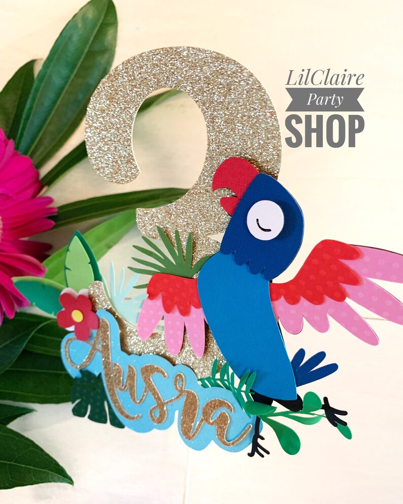 Parrot Cake Topper, Tropical Birthday Party Decoration - Etsy