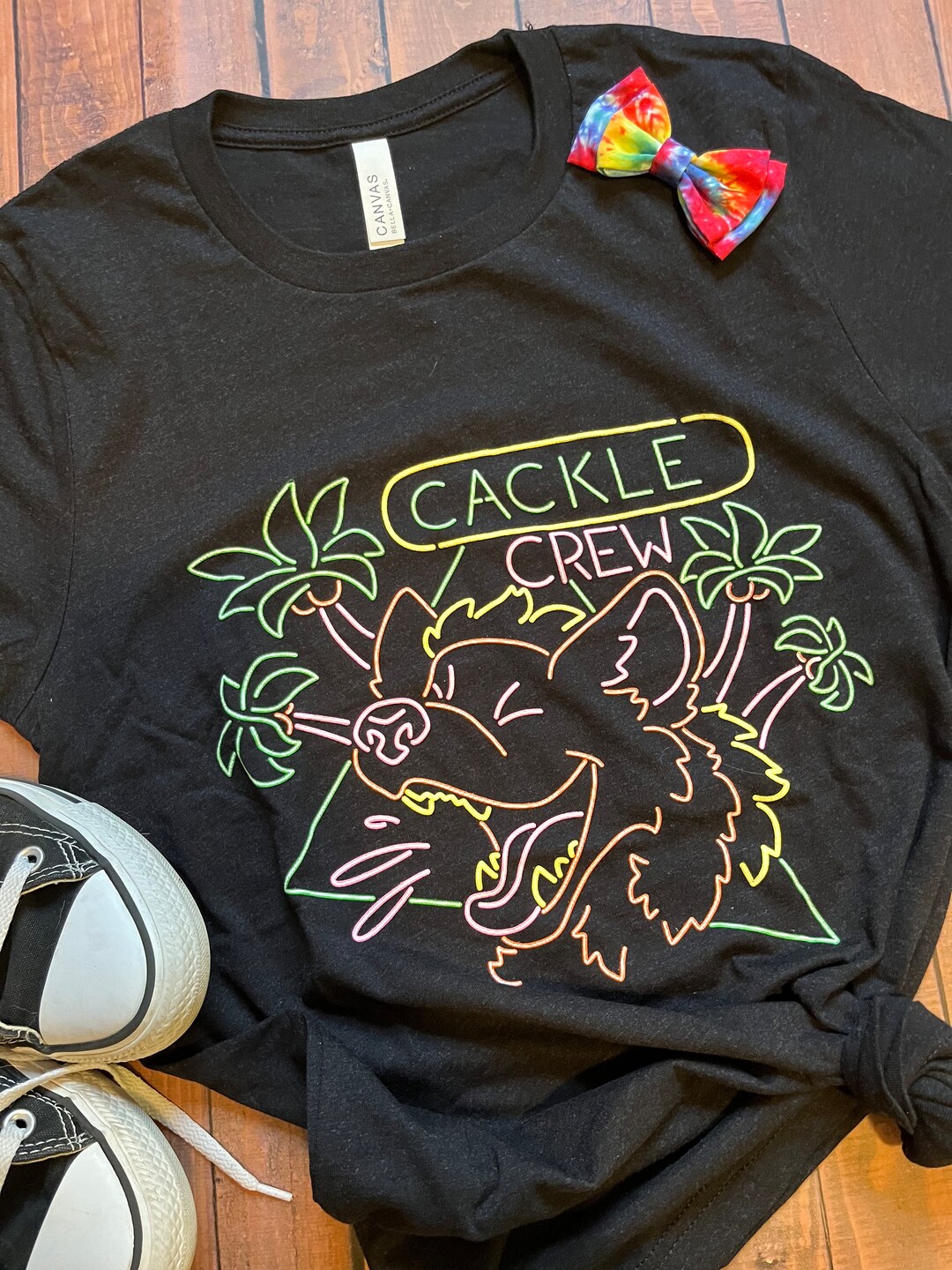 Cackle Crew Screen Printed Graphic Tee Shirt, Unique Furry Fandom Fursuit Gift, Neon Sign Arcade ...