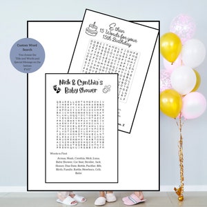 CUSTOM Word Search | Hen's Party, Hen's Night | 8.5x11" DIGITAL FILE ...