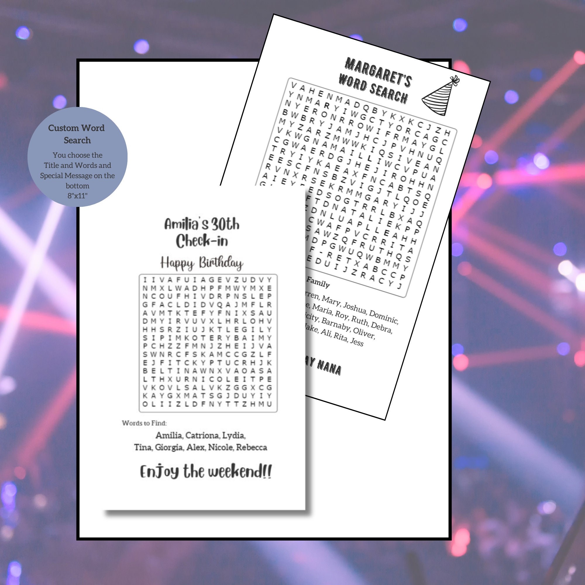 CUSTOM Word Search | Hen's Party, Hen's Night | 8.5x11" DIGITAL FILE ...