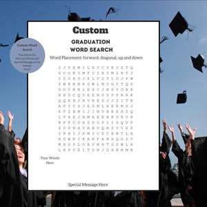 CUSTOM Word Search | Graduation, Highschool, College | 8.5x11" DIGITAL ...