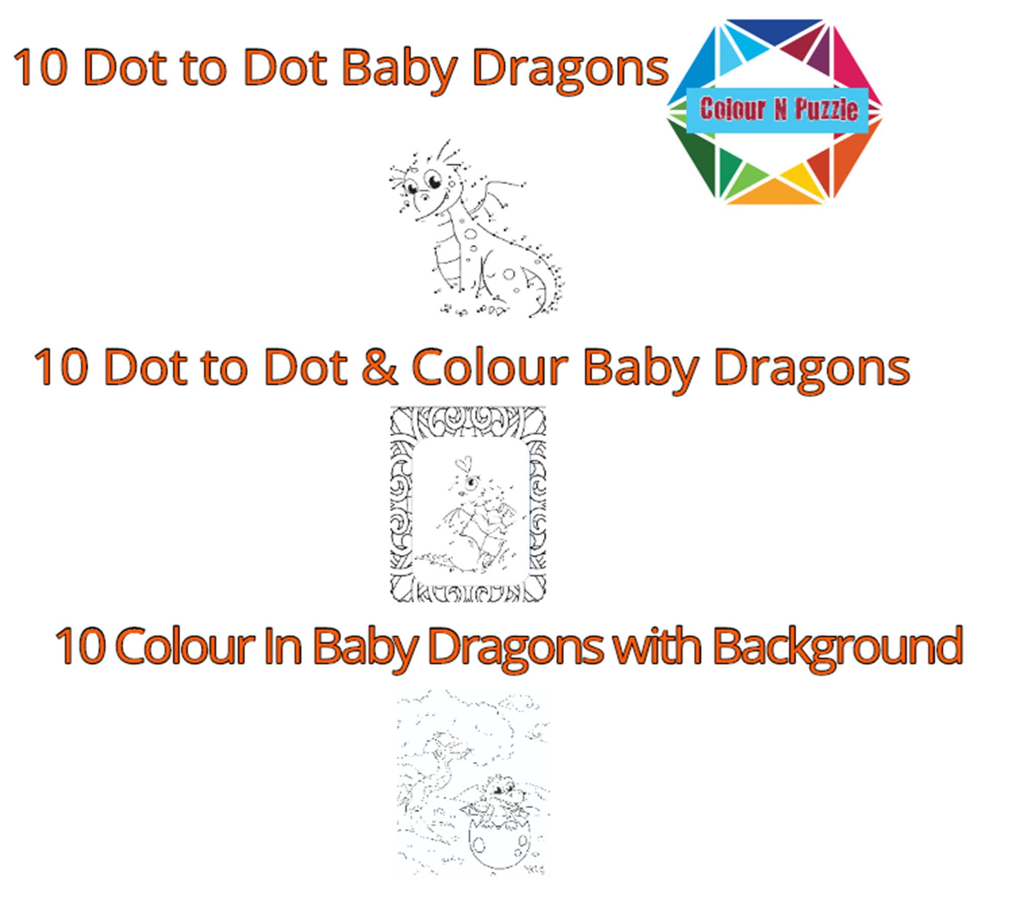 Baby Dragon Colouring and Dot to Dot Print Outs - Etsy
