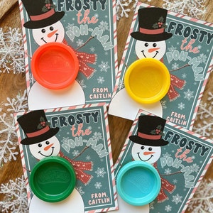 Snowman Play-doh Card | Canva Template Christmas Party Favor | Non ...