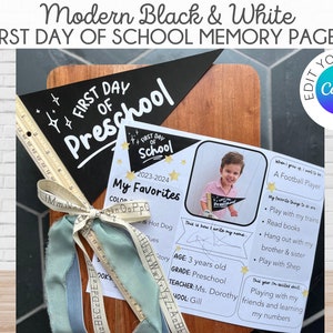CUSTOMIZABLE First Day of School Memory Page | Memory Book Page | First ...