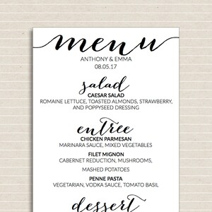 Wedding Menu Rustic Wedding - Etsy