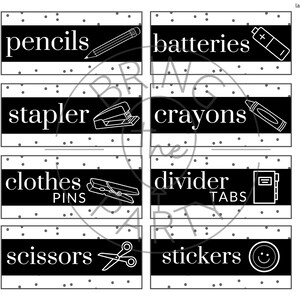 Classic Black & White Labels for Drawer Storage | 24-drawer Storage ...