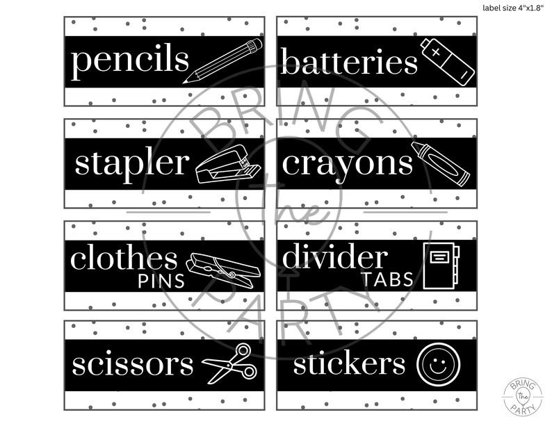 Classic Black & White Labels for Drawer Storage | 24-drawer Storage ...