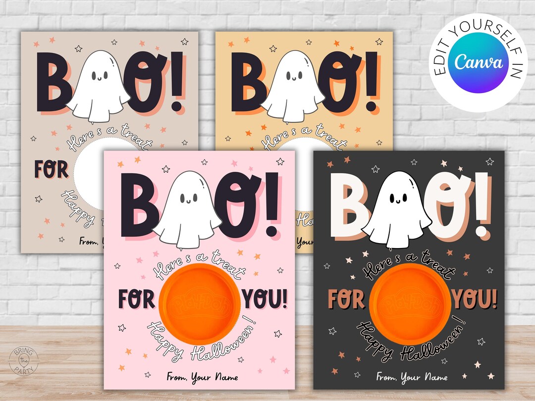 Halloween Play-doh Card | BOO! Halloween Gift Tag | Canva Template ...