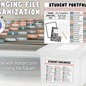 Calm Neutral Colors Hanging File Folder Number & Alphabet Insert Labels ...