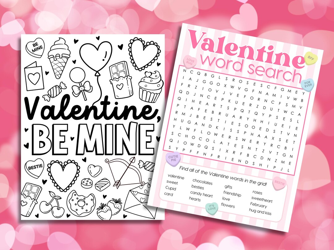 Valentine's Day Word Search and Coloring Page | Coloring Sheet ...