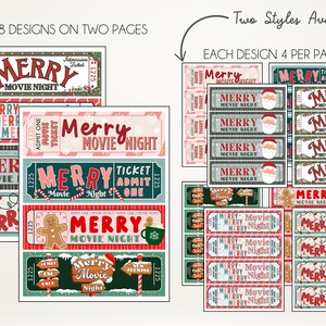 Printable Merry Movie Night Tickets | Christmas Movie Night Instant ...