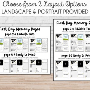 CUSTOMIZABLE First Day of School Memory Page | Memory Book Page | First ...