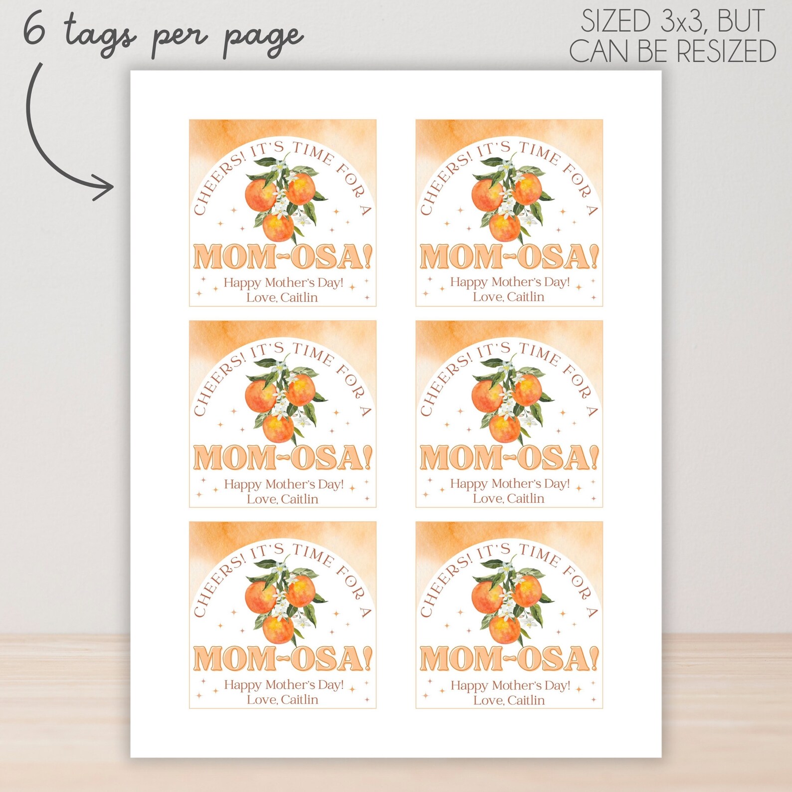 Editable Mom-osa Printable Label | Mimosa Gift Tag | Digital Download ...
