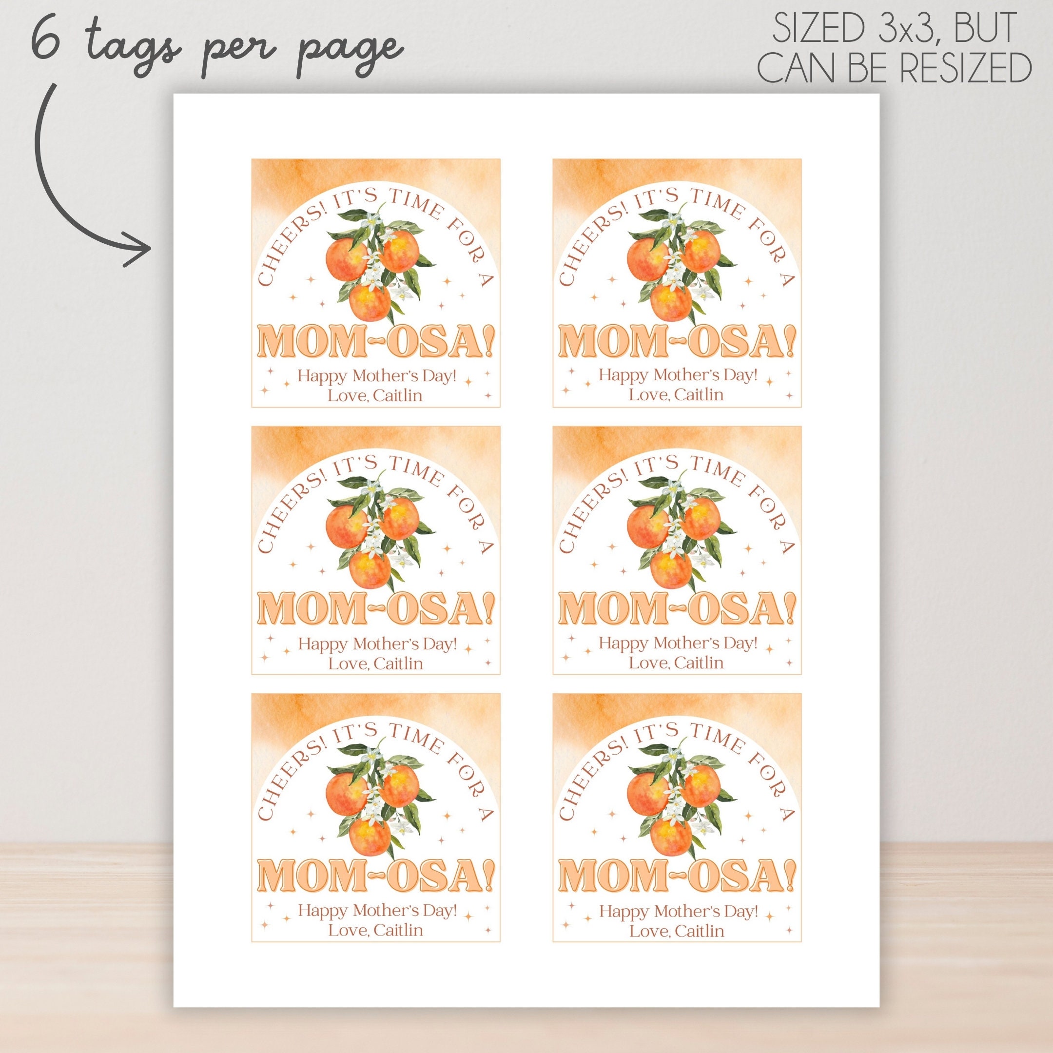 Editable Mom-osa Printable Label | Mimosa Gift Tag | Digital Download ...