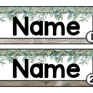Greenery Student Name Tags, Eucalyptus Rustic Classroom Decor, Canva ...