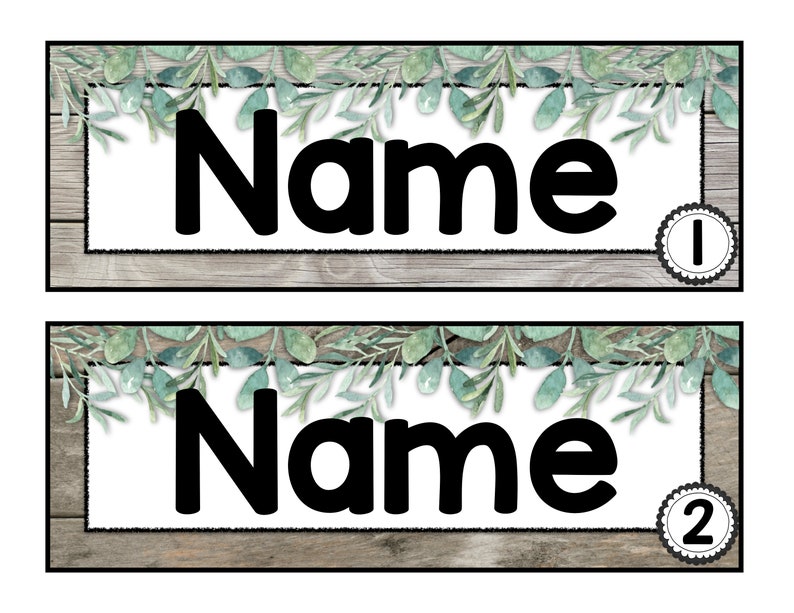 Greenery Student Name Tags, Eucalyptus Rustic Classroom Decor, Canva ...