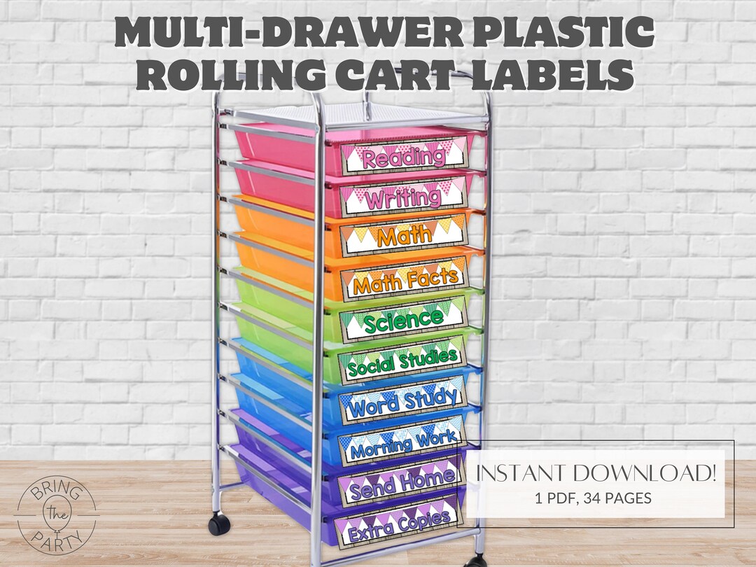 Labels for Rolling Cart Unit, 10-drawer Rolling Cart Drawer Labels ...