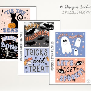 Halloween Popsicle Stick Puzzle Printable | Halloween Preschool ...