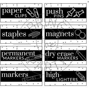 Classic Black & White Labels for Drawer Storage | 24-drawer Storage ...