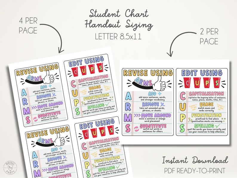 Revise & Edit Posters, Checklists | CUPS Editing Writing Strategy ...