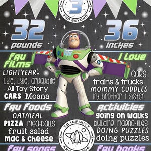 Editable Buzz Lightyear Birthday Chalkboard | Editable Milestone Board ...