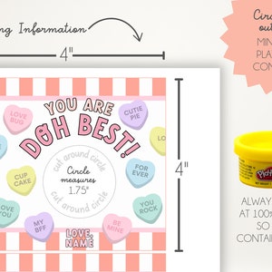 Editable Candy Hearts Play-doh Valentine | Class Valentine Cards | Non ...