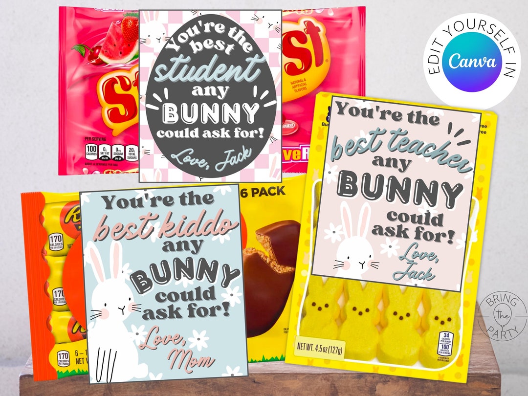 Editable Easter Teacher Gift Tag, Student Gift Tag, Bunny Gift Tag ...